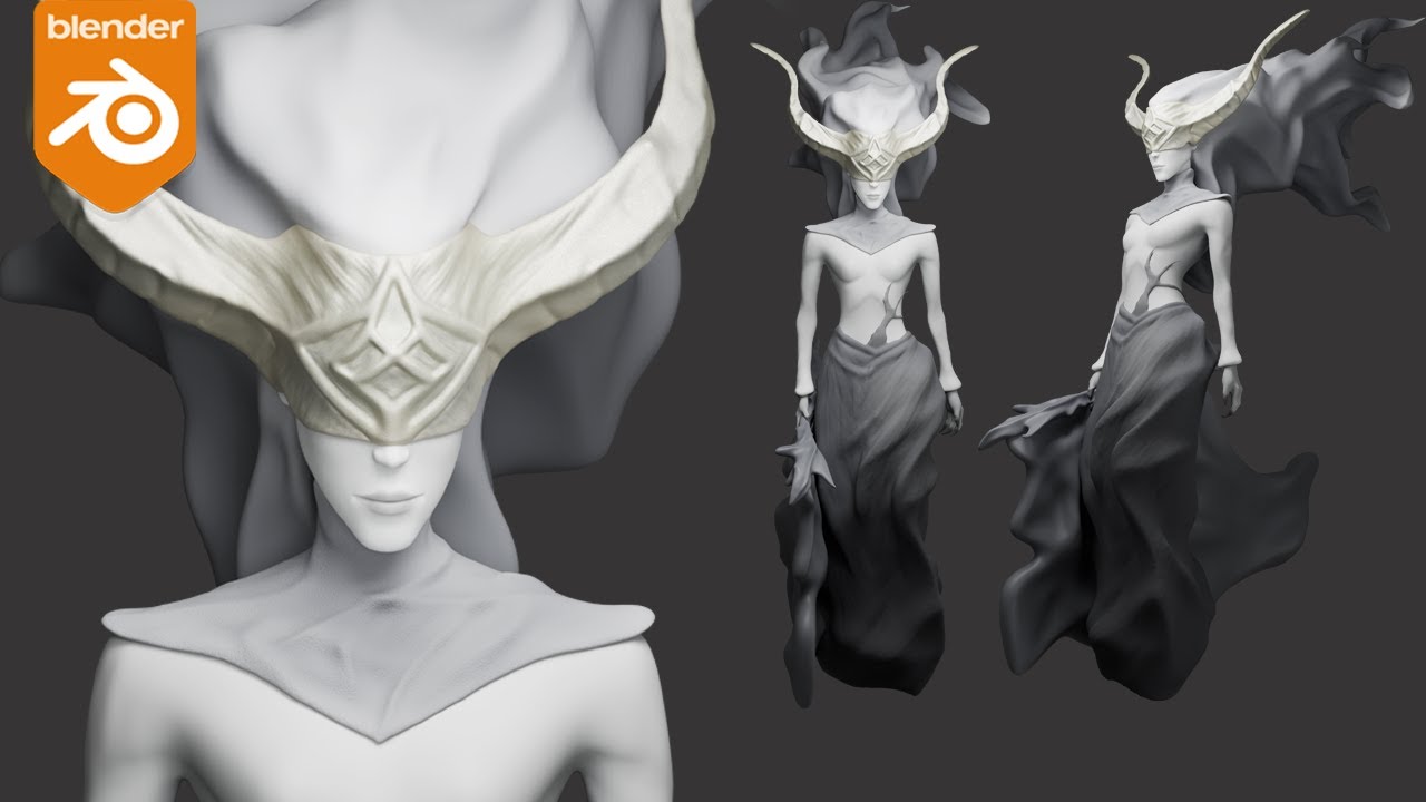 Sculpting False Angel in Blender 3D  [TIMELAPSE]
