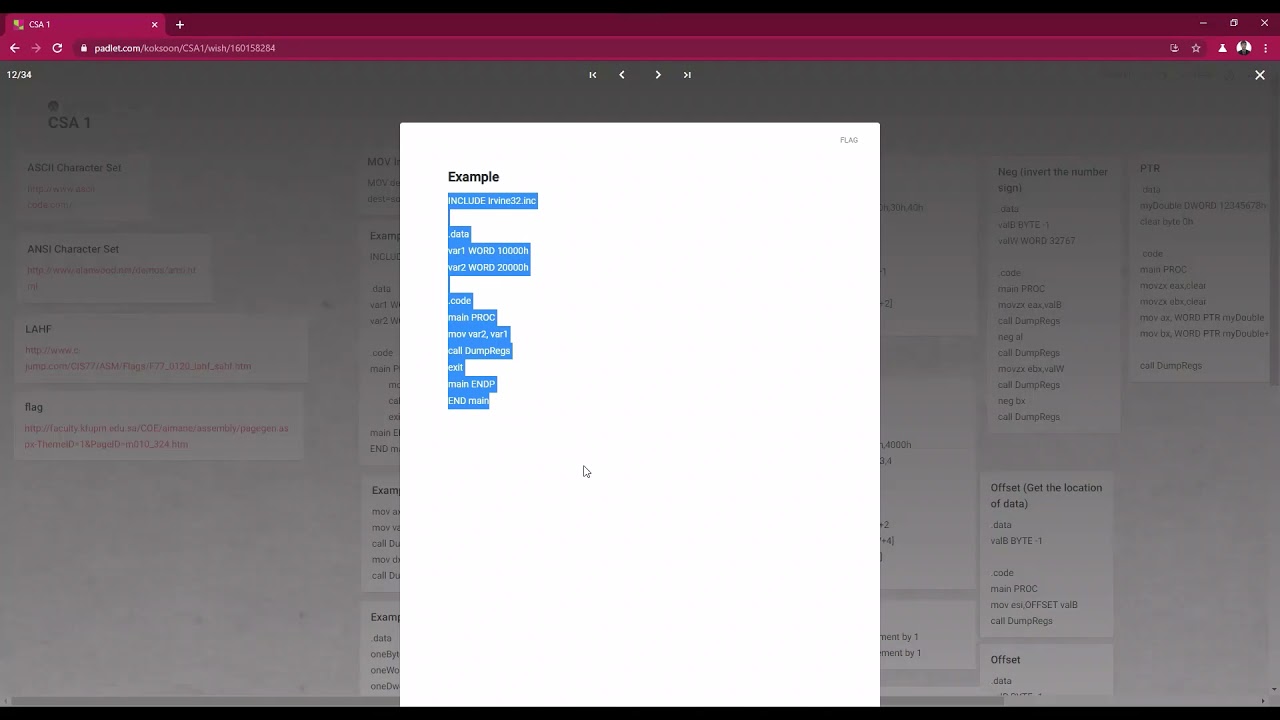 x86 Processor Assembly Language Lab 1 (Part 1)