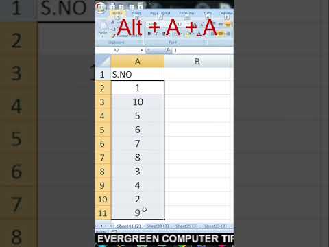 Ascending and Descending order#shorts#excel#viral#youtubeshorts #exceltutorial #exceltricksandtips