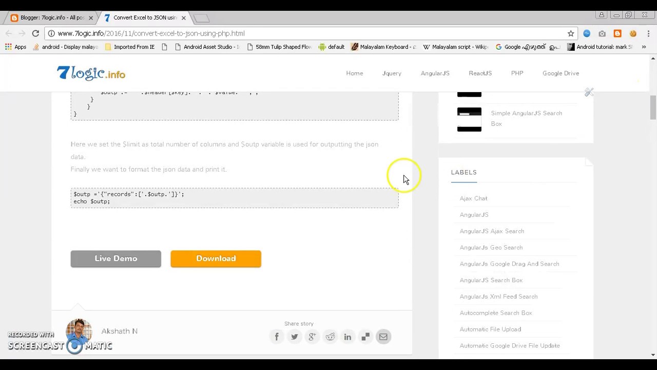 Convert Excel to JSON using PHP