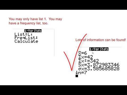 Using a Calculator to find mean, median and standard deviation.