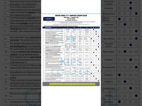 Class 11 English MCQS key federal board 1st annual Exam 205#foryou #fbise