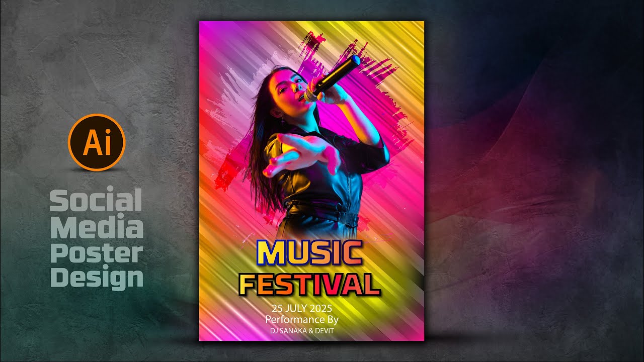 Modern Music Festival Poster design | Music Concert Poster Design Idea  | Music Festival design