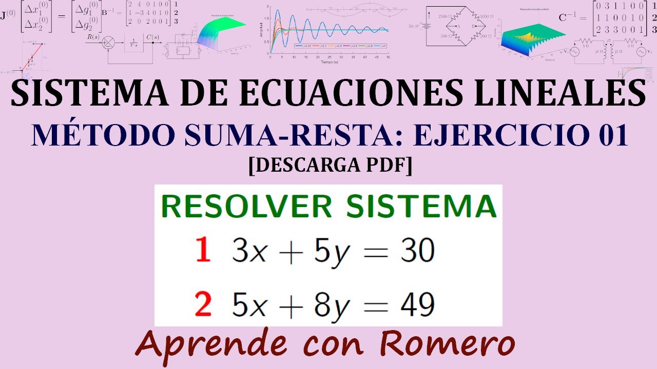 Solución de Ecuaciones Lineales mediante Método Suma-Resta (Ejercicio 1/10) [PDF Descarga]