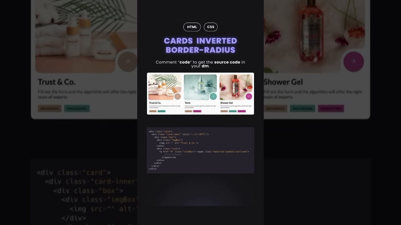 🔄 Create Stunning Cards with Inverted Border-Radius in HTML & CSS3! 🚀💻 #Shorts #WebDesign #shorts