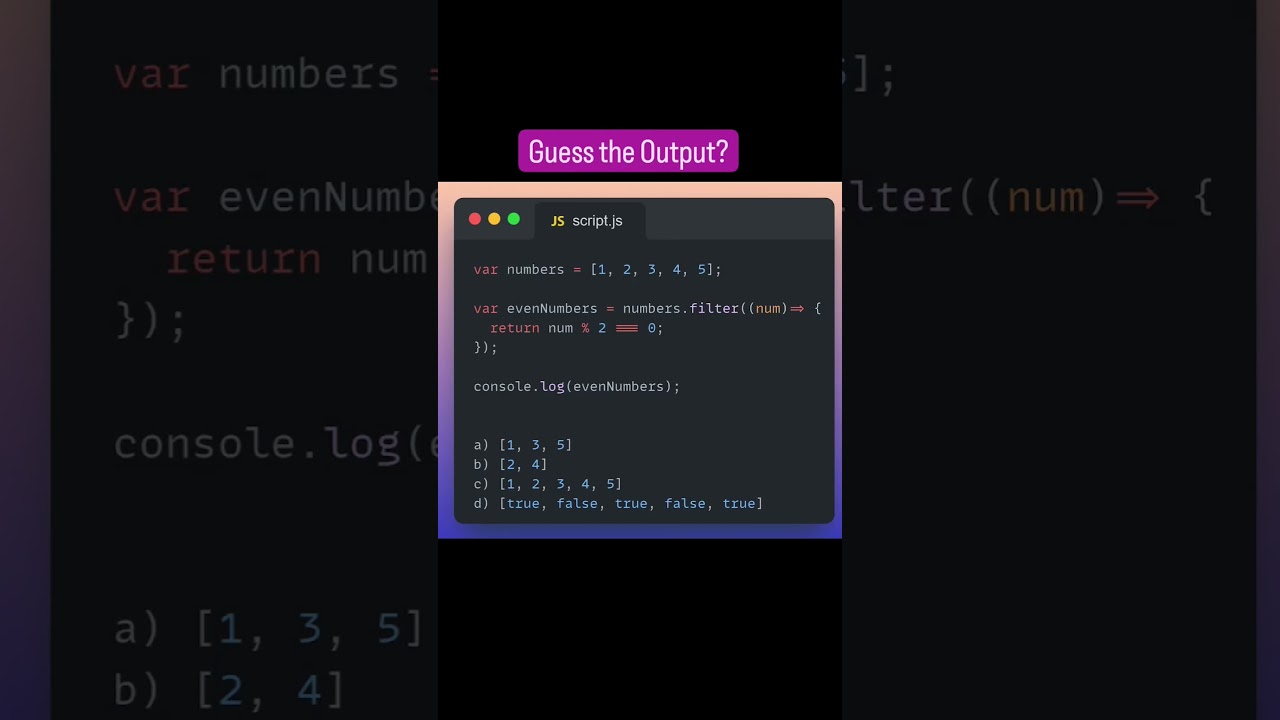 Guess the output..? Comment me #programming #javascript #coding #webdevelopment. #html #css #html5 .