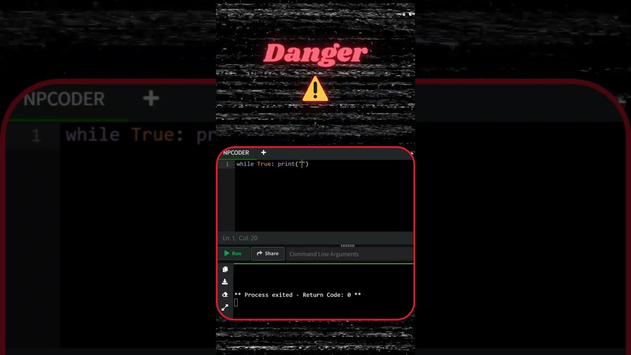 Python Danger Trick: Infinite ⚠️ Loop in One Line! #python