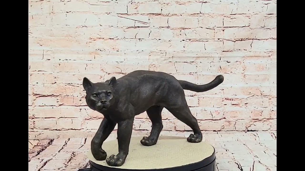 Bronze Metal Cat Kitten Housecat Sculpture Statue Figurine Feline Art Signed Original YRD-610