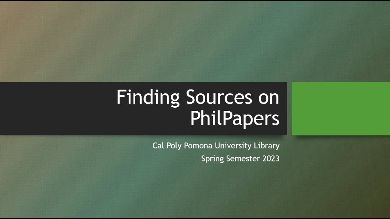 PhilPapers Tutorial