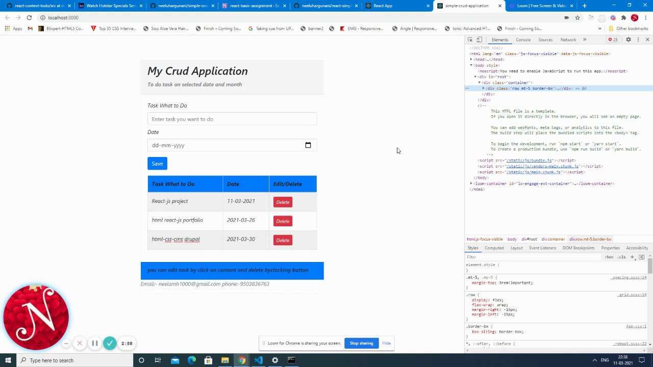 simple-crud-application in react.js