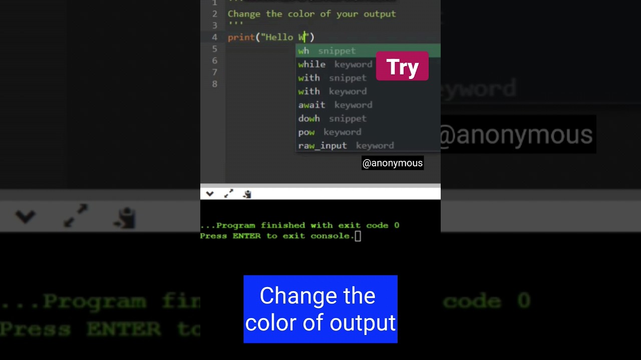 Can you change the text color?| Python Script| Change script output color #shorts #ashortaday #viral