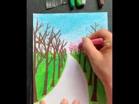 Wax colour painting scenery... Beautiful and easy wax painting. 🎨♥️