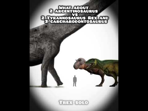 what about 3 Argentinosaurus vs 2 Tyrannosaurus Rex and 3 Carcharodontosaurus #dinosaur #trending