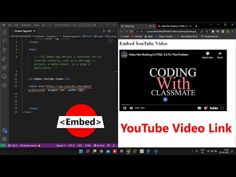 Embed YouTube Video Link in HTML || Embed Tag #youtube