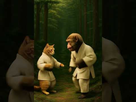 Monkey vs cat - Furry martial arts video | Animal Karate Kung fu