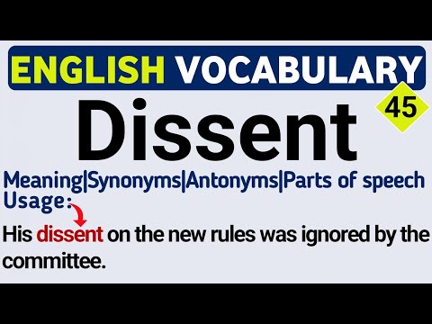 Dissent Meaning And Usage With Example Sentences|English Vocabulary For Exams