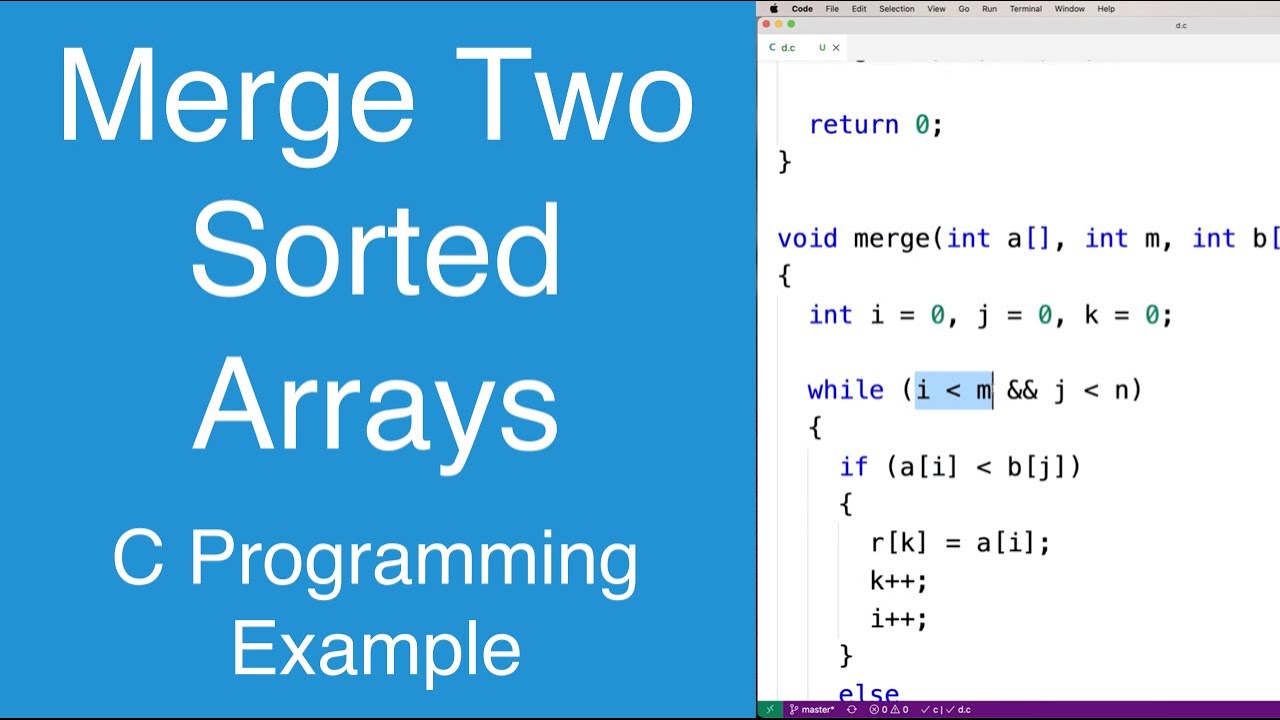 Merge Two Sorted Arrays | C Programming Example