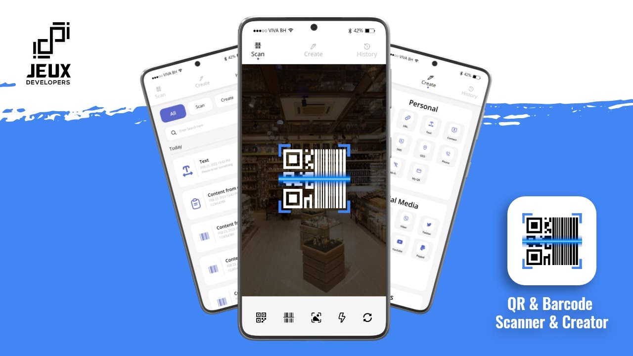 QR & Barcode Scanner & Maker | Utility | Android | Jeux Developers | 2023