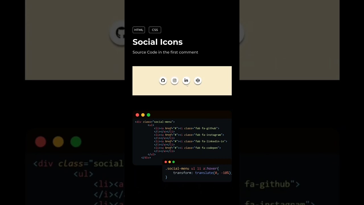 Create Social Icons using HTML CSS and JavaScript #coding #webdevelopment 🚀