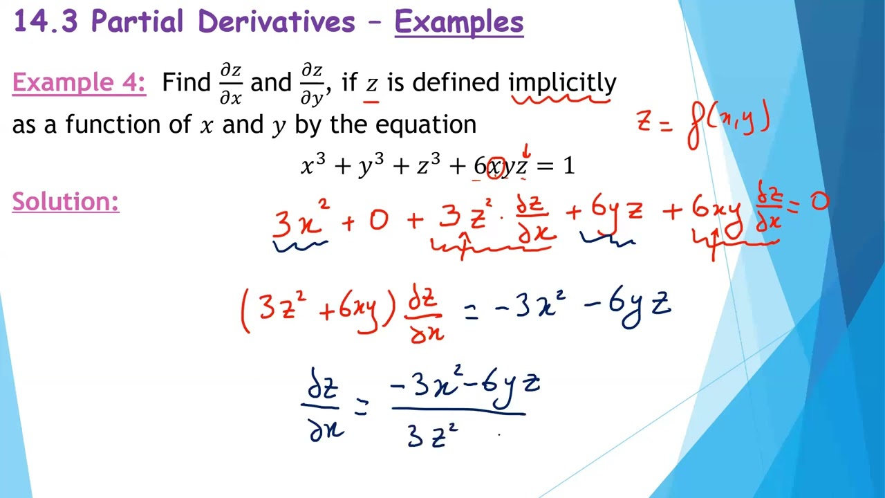 MATH403 Partial derivatives Implicit differentiation