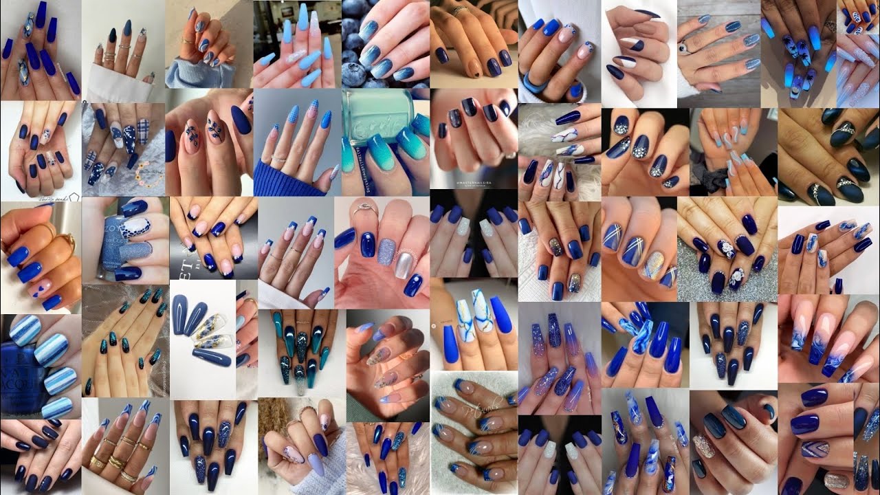 Blue nail designs/dark blue/skyblue/light blue/different shapes/wow/glitter/latest designs for girls