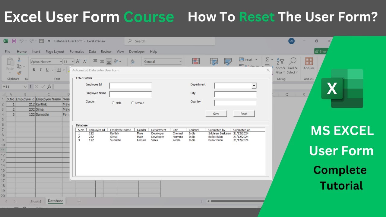 How to Reset an Excel User Form | Clear Data in User Form Tutorial