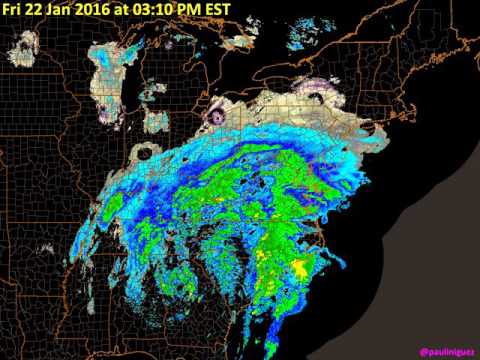 Full Radar Loop - Eastern US Blizzard, Jan 2016