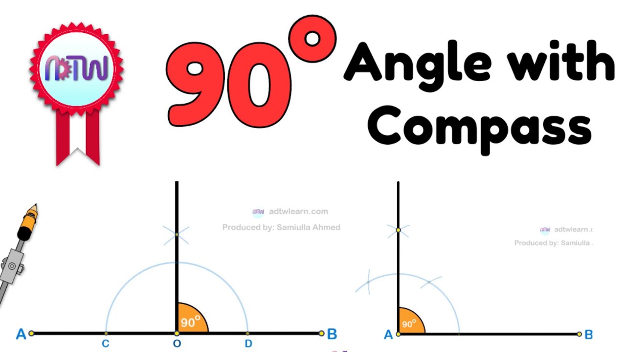 90 degree angle || how to construct 90 degree angle by compass