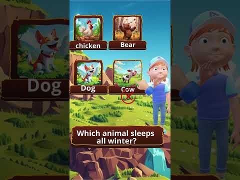 Cartoon Sticker Which Animal Sleeps All Winter? #shortvideo #cartoonsticker #quiz #games #gameplay