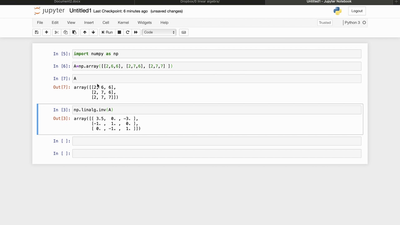 python inverse of a matrix