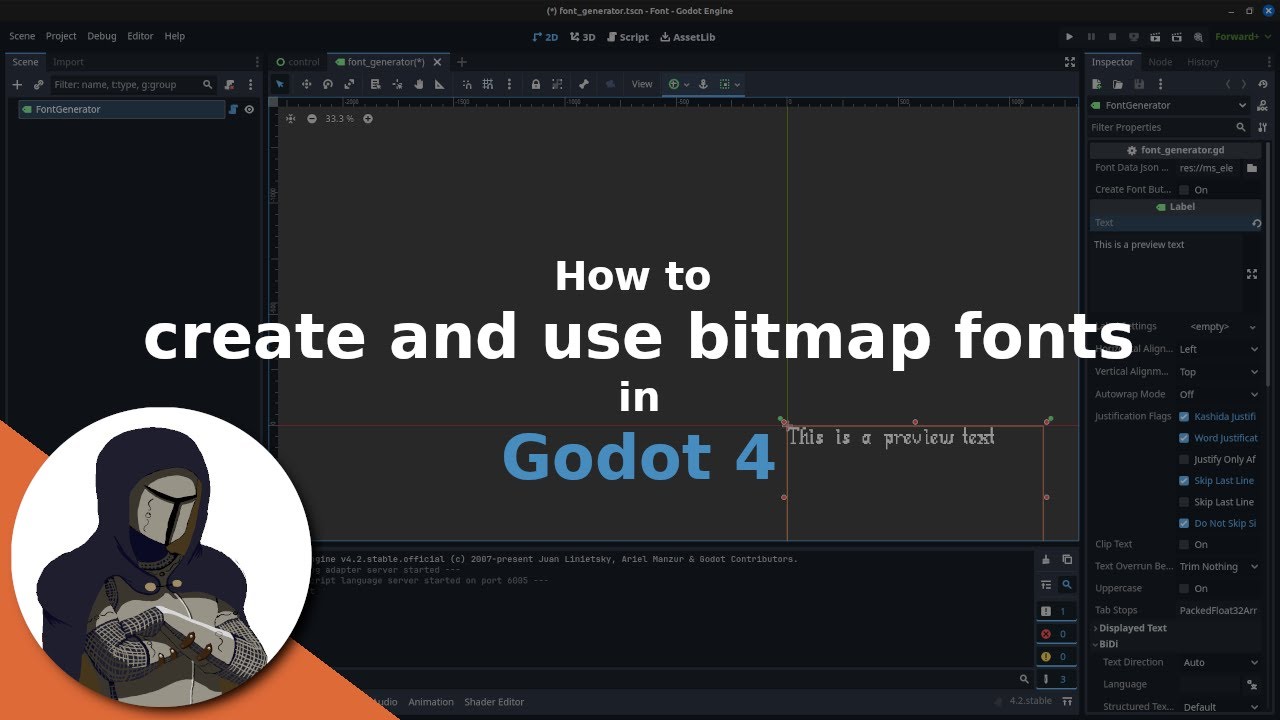 How to create and use bitmap fonts in Godot 4