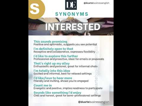Business English - Synonyms for Interested #englishforwork #businessenglish #learnbusinessenglish