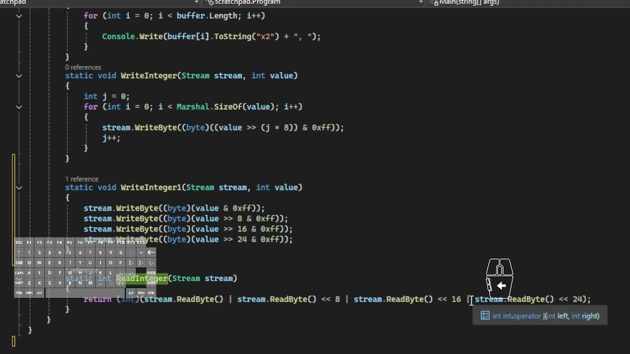 Bitshift operator convert integer to byte array (C#)