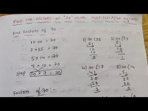 Find the Factors | How to find the factors of 70 using multiplication method?