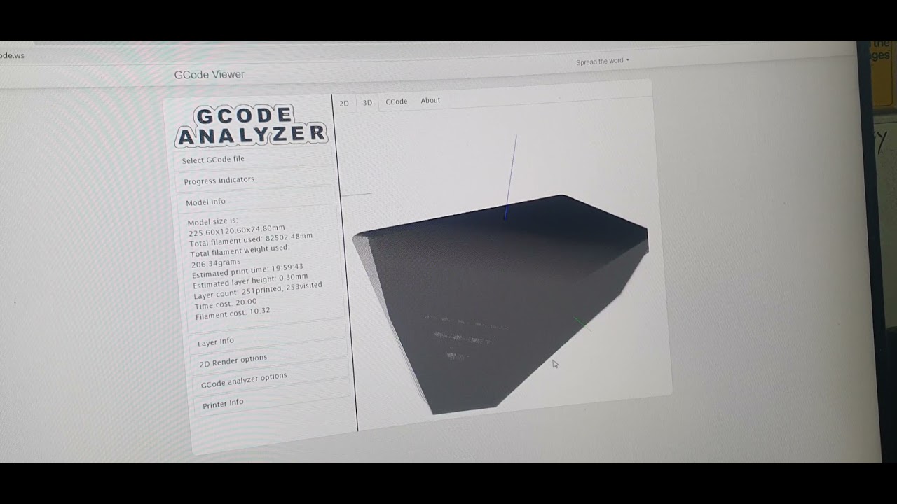 3D printing g-code analyzer.