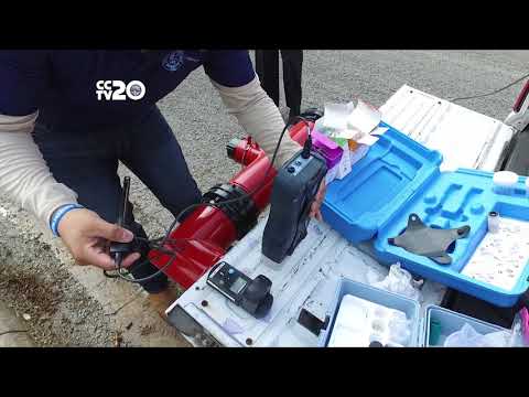 Water analyzing company visits water treatment plant