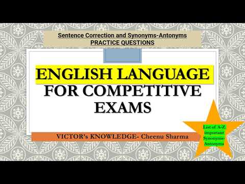 English Language Skills- SENTENCE CORRECTION and SYNONYMS ANTONYMS COMPLETE LIST-PSSSB/PPSC/UPSC
