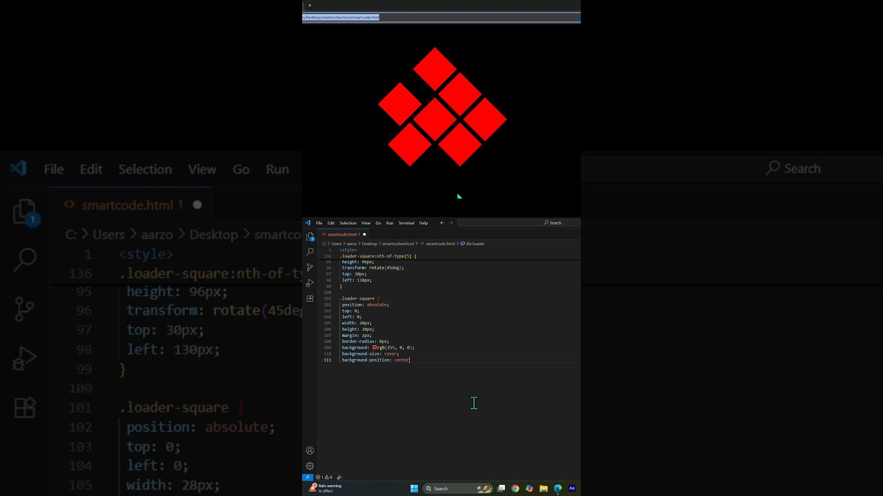 Animated Square Loader using HTML & CSS | CSS Animation Tutorial | Smartcodeschool |  #coding