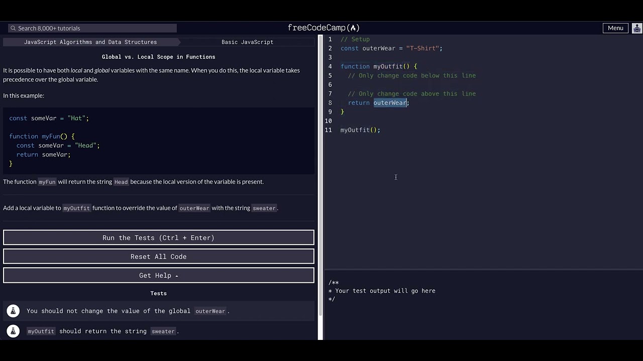 Global vs. Local Scope in Functions - Free Code Camp Help - Basic Javascript - Algorithms & Data Str