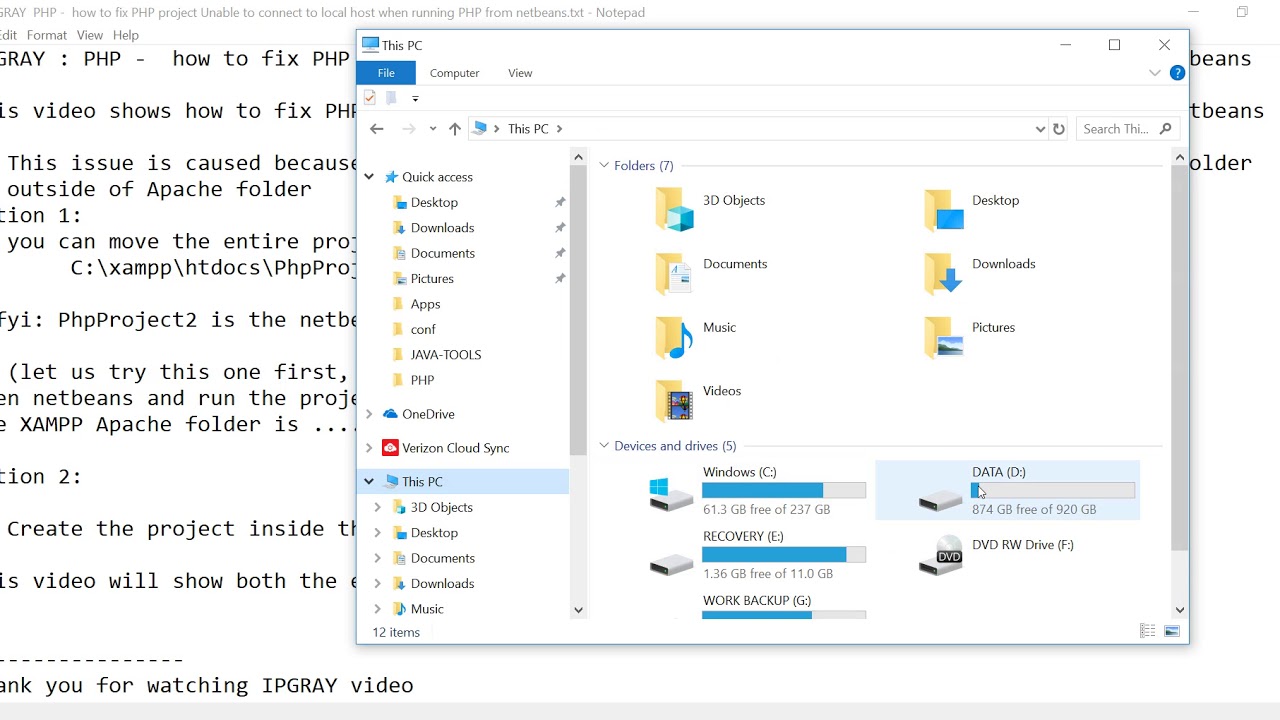 IPGRAY  : PHP -  how to fix PHP project Unable to connect to local host when running PHP in netbeans
