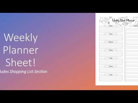 Weekly Meal Planner & Grocery List Printable PDF | Meal Prep | Menu Planner | Meal Planner Insert...