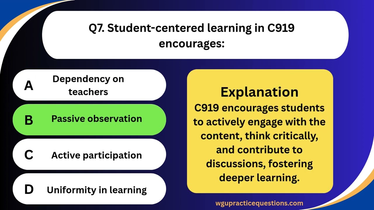 C919 Facilitation of Context-Based Student-Centered Learning  Practice Questions