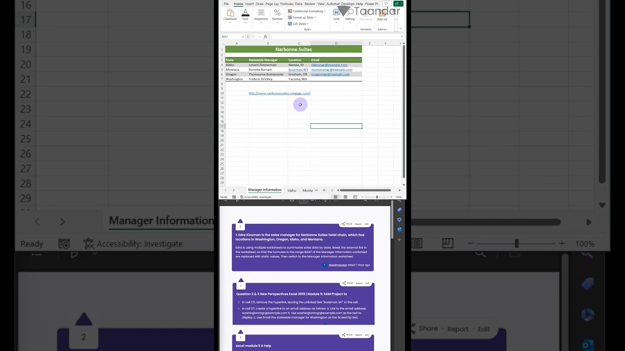 Question number 1 of Module 5: SAM Project 1a  #cengage #excel #solutions
