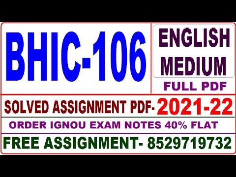 bhic-106 solved assignment 2021-22 / bhic 106 solved assignment / bhic 106 assignment in english