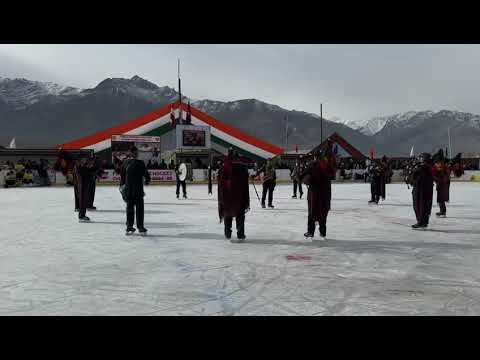 Witnessing Ladakh Army bagpipers band at Ice Hockey Rink on Final Day.