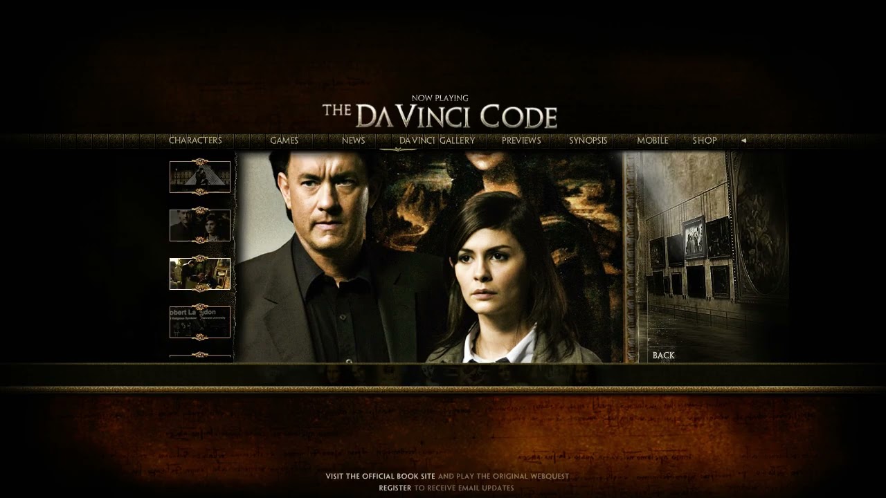 The Da Vinci Code flash website in 2006