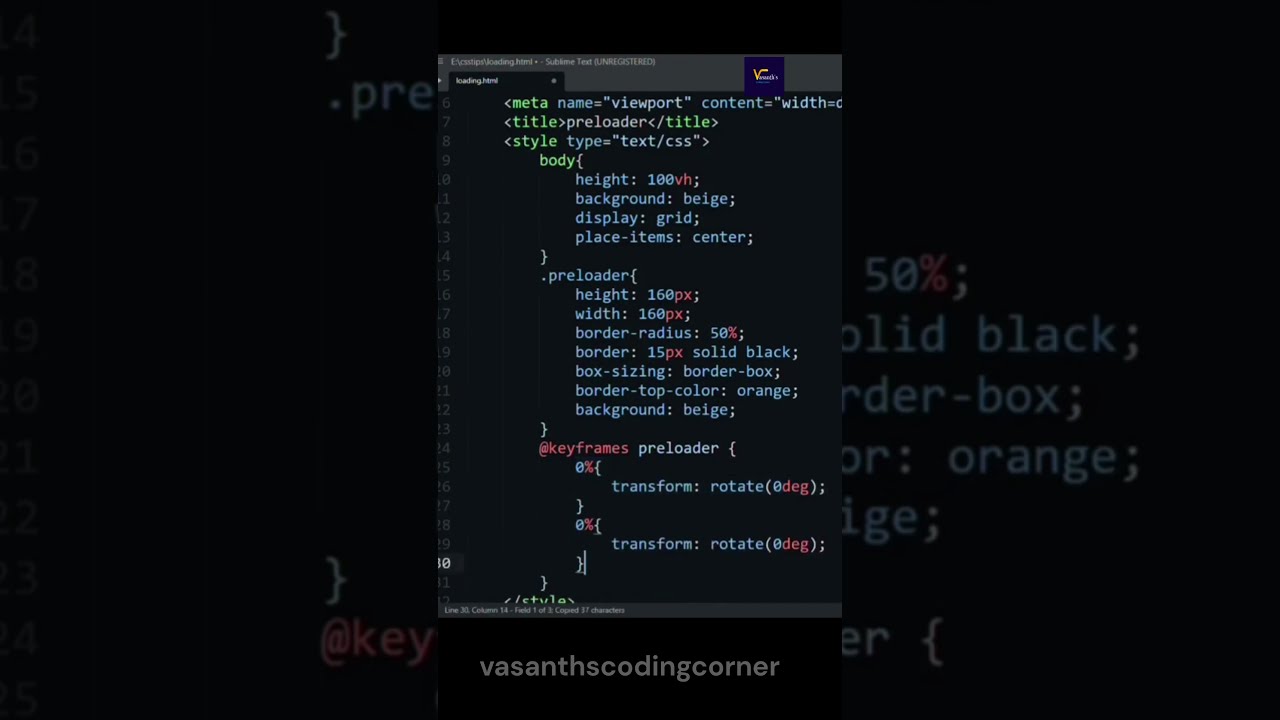 Pre loader html css #html #css #coding #tutorial