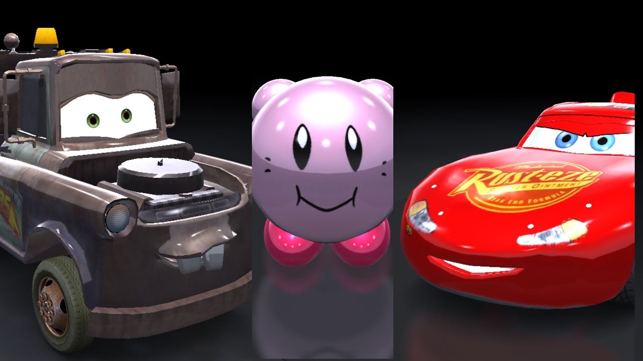 Trackmania Nations Forever Cars 2 Mater, Classic Kirby, and Cars 3 Lightning McQueen Mod