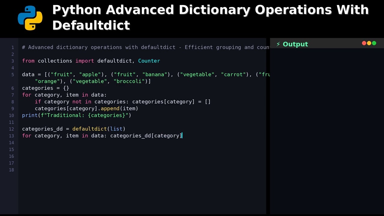 Python Advanced Dictionary Operations With Defaultdict #programming