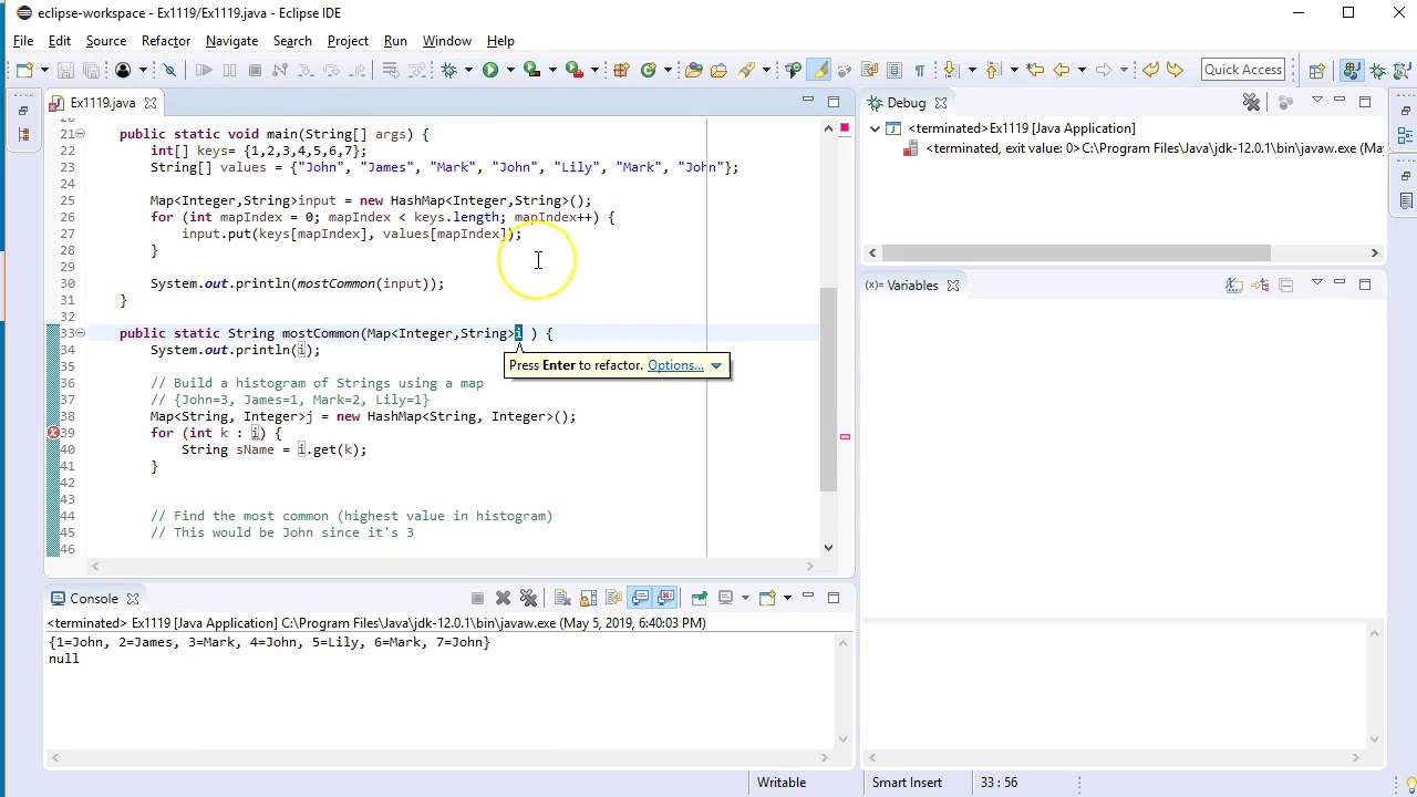 Building Java Program Chapter 11 Exercise 11.19 rarest